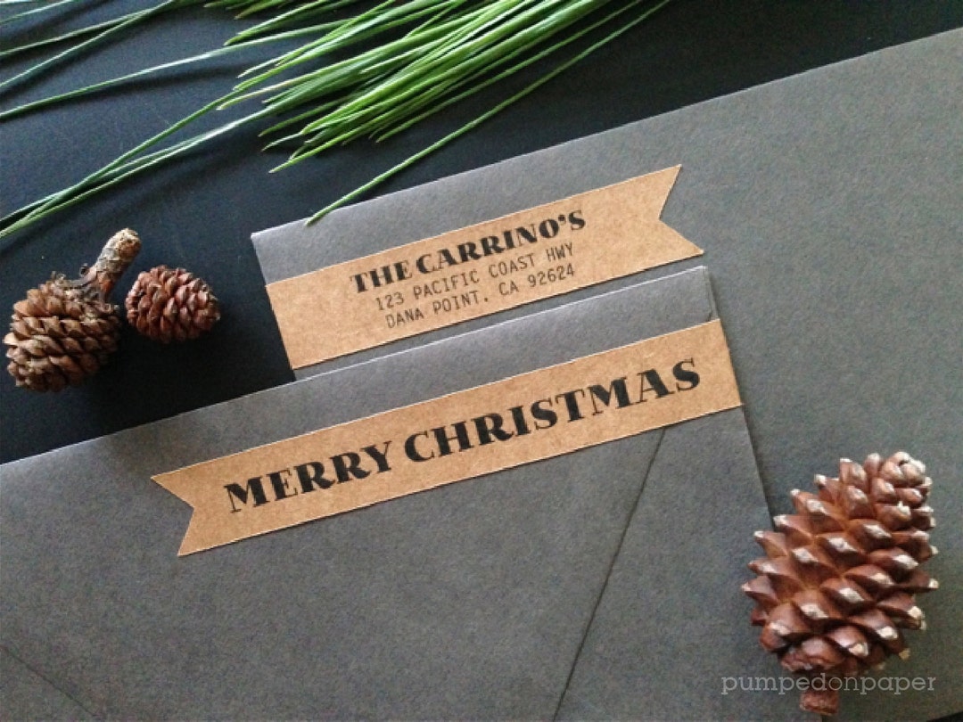 Merry Christmas - Personalized Skinny Wraparound Return Address Labels ...