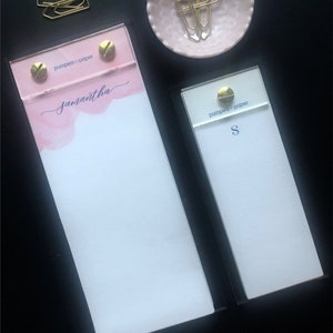 Personalized Acrylic Notepad Set, Blush and Blue Watercolor Monogram ...