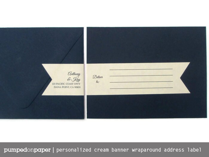 Personalized cream banner wraparound address label set of 12 | Etsy