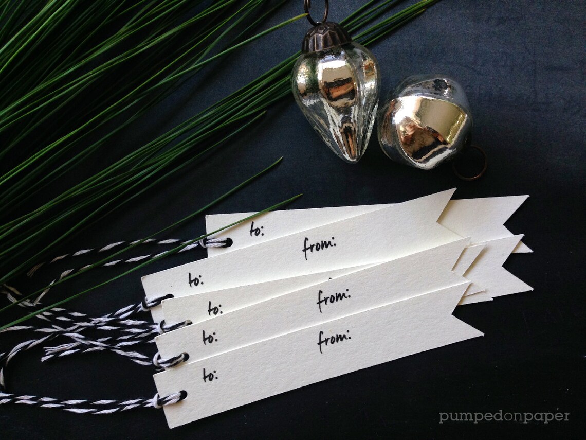 To From Gift Tags Holiday Gift Tags Banner Shape Set of | Etsy