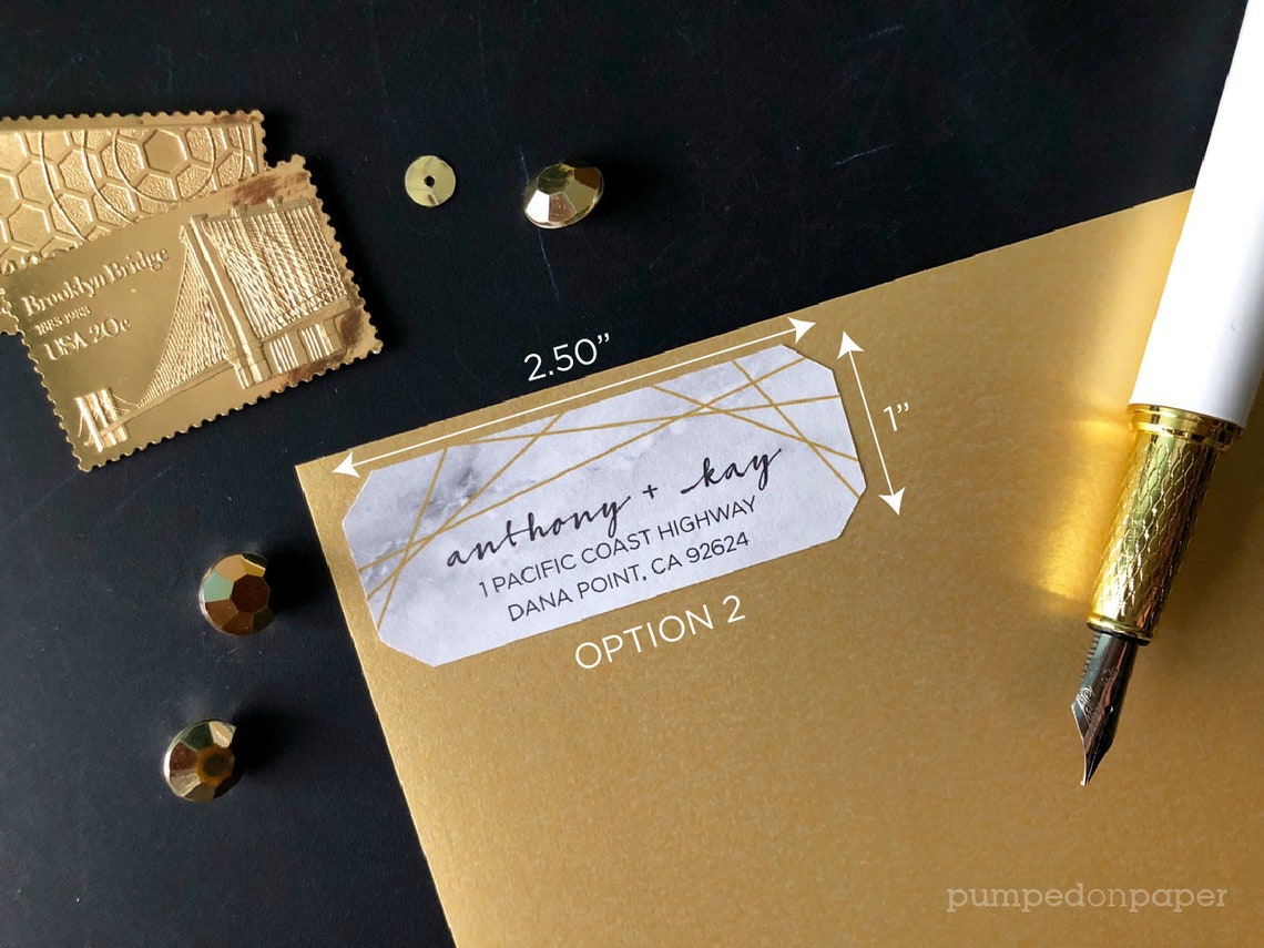 Geometric Marble and Gold Address Labels Set of 40 | Etsy