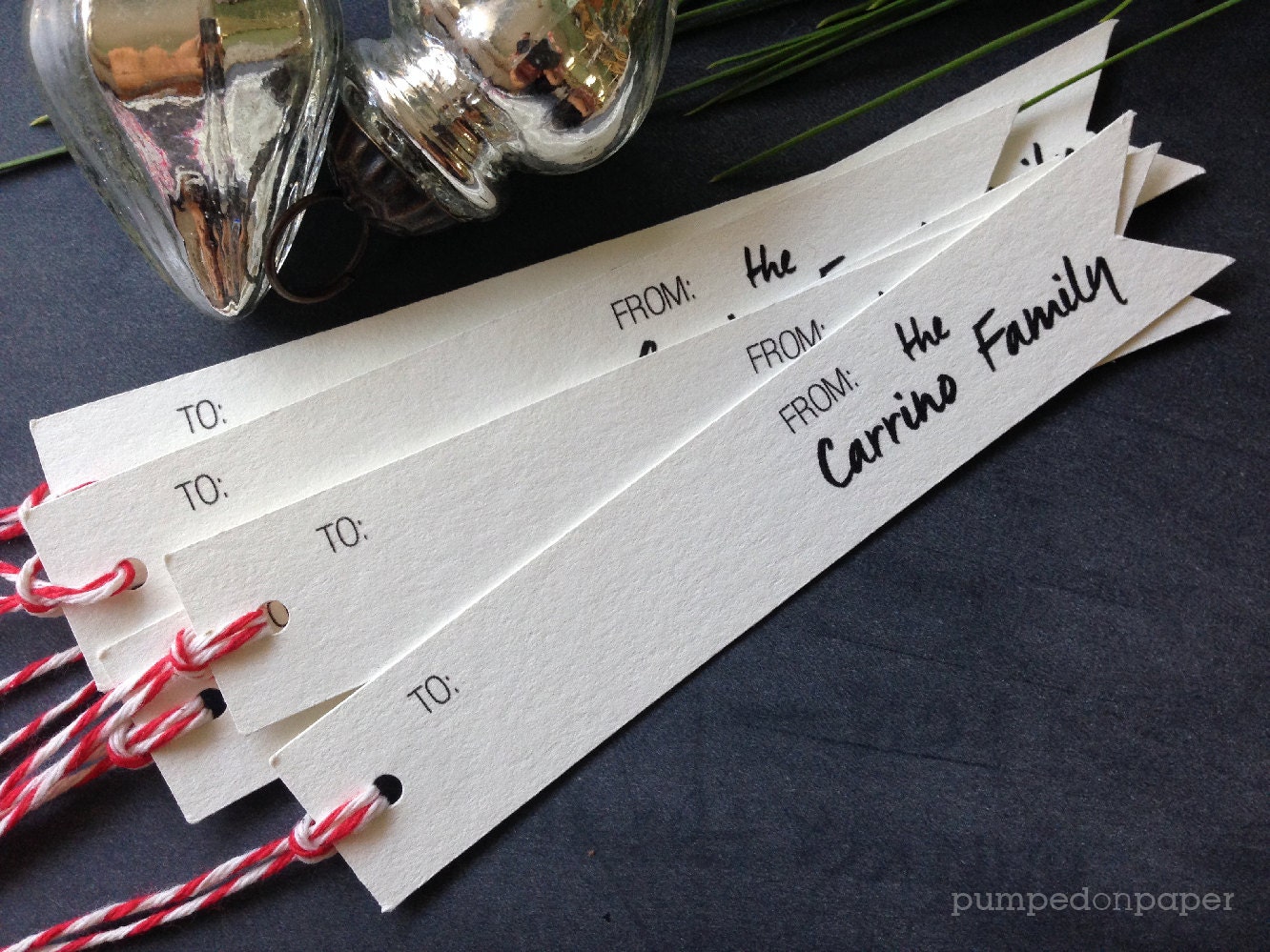 Holiday gift tags personalized gift tag banner shape set | Etsy