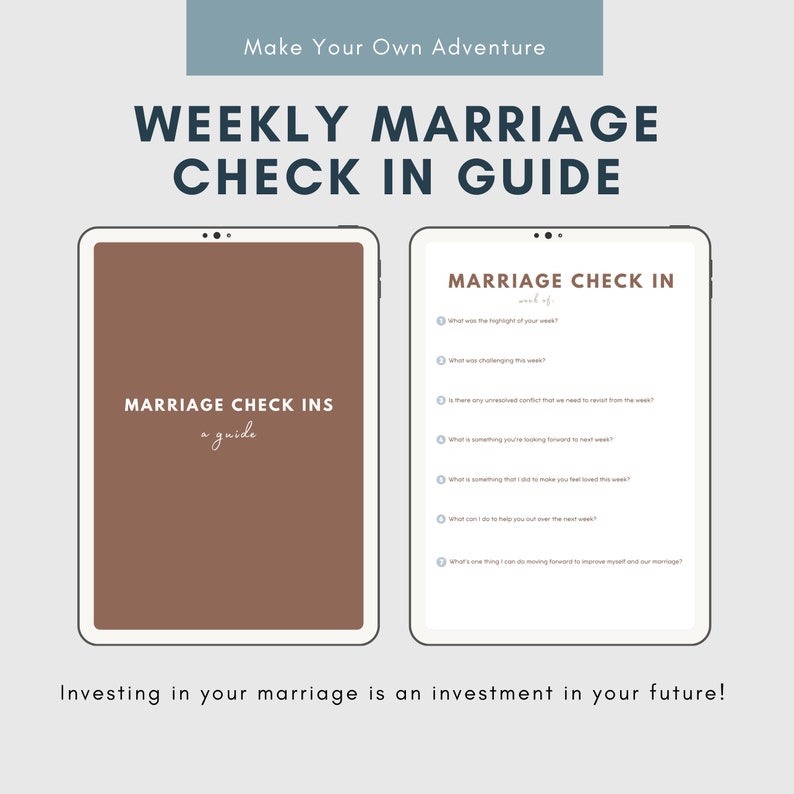 Weekly Marriage Check in Guide (with Question Bank & Customizable ...
