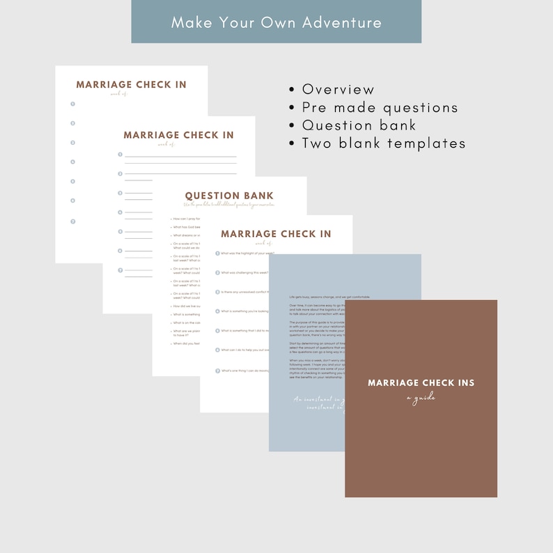 Weekly Marriage Check in Guide (with Question Bank & Customizable ...