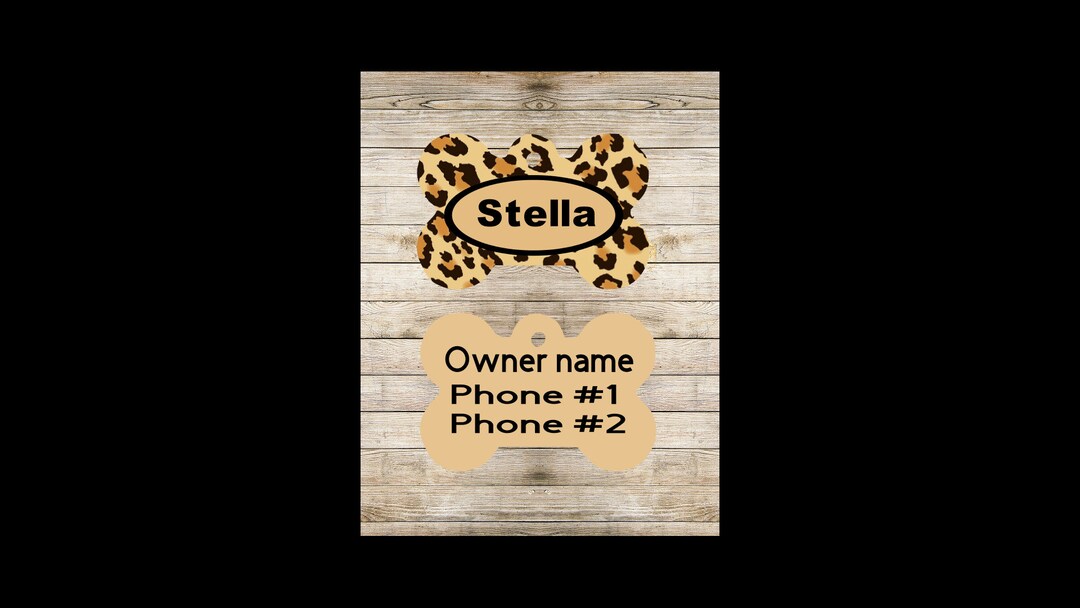 Dog ID Tag Name Tag Leopard Animal Print Personalized Custom Dog Bone ...