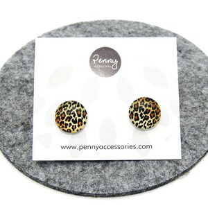 SMALL LEOPARD PRINT Stud Earrings • Small Animal Print Stud Earrings • Leopard Jewellery ...