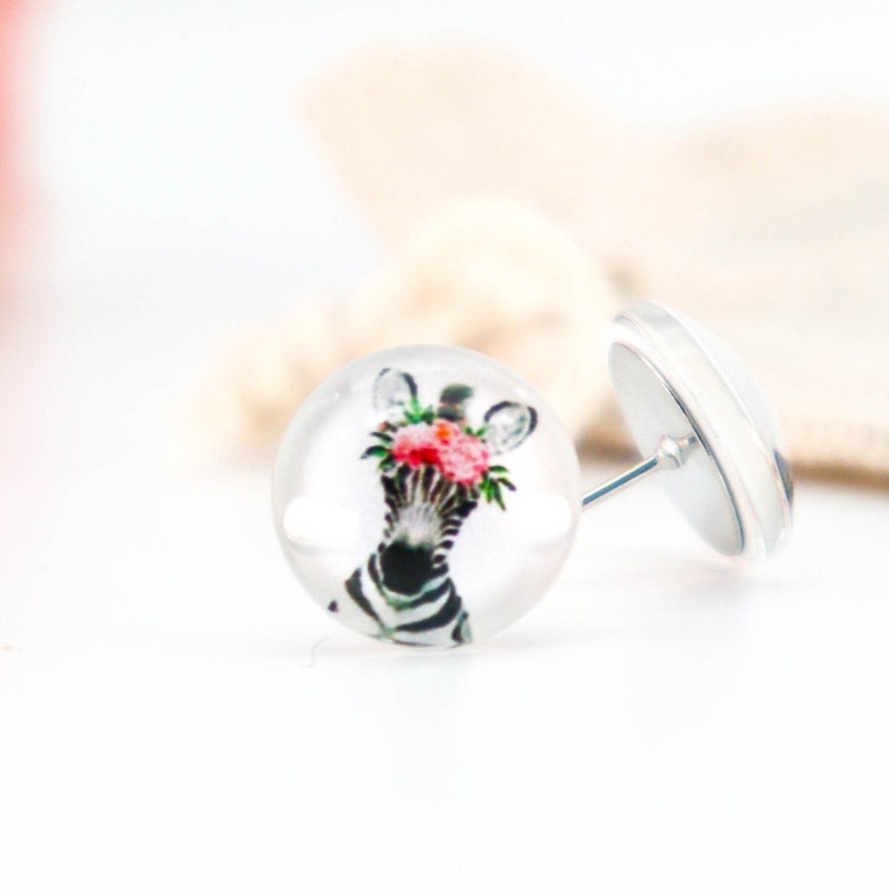 Zebra Stud Earrings - Etsy