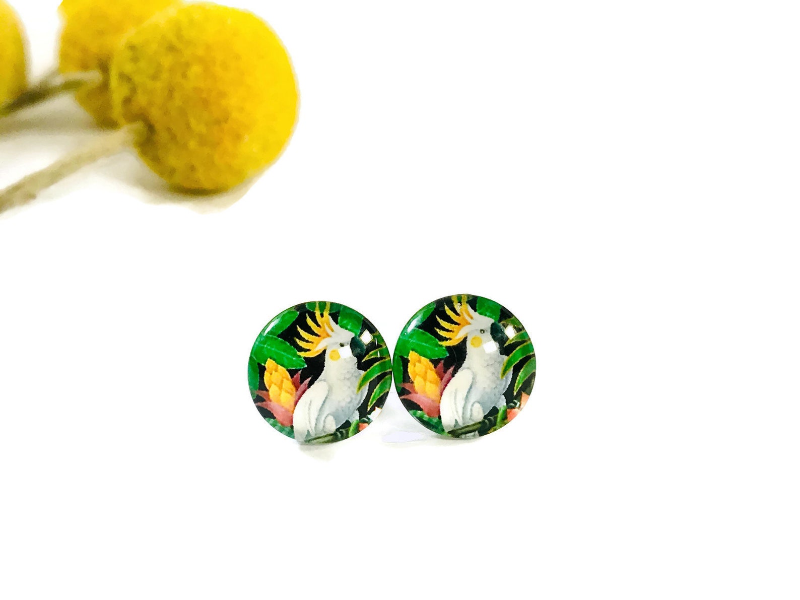 COCKATOO EARRINGS Bird Stud Earrings Australian Animals | Etsy