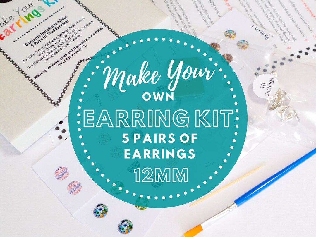 MAKE OWN EARRING Kit • Diy Earring Craft Kit • Make 5 Pairs of 12mm ...