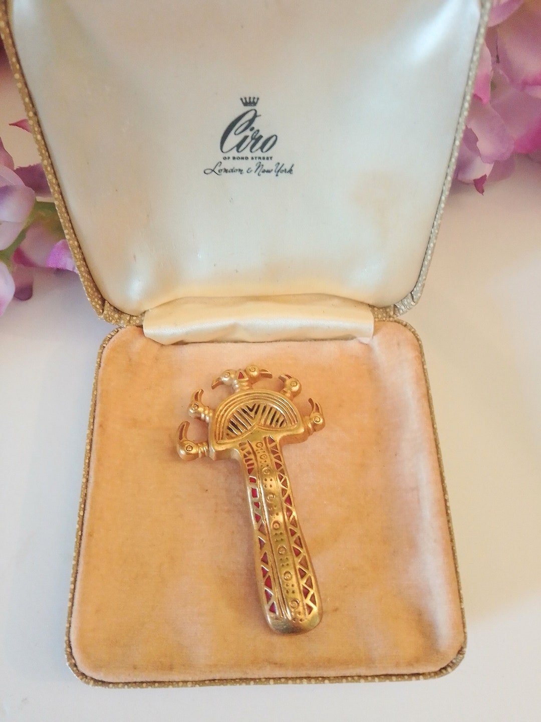 Anglo-saxon Bow Fibula Brooch by Arthus Bertrand, Gold Plated and ...