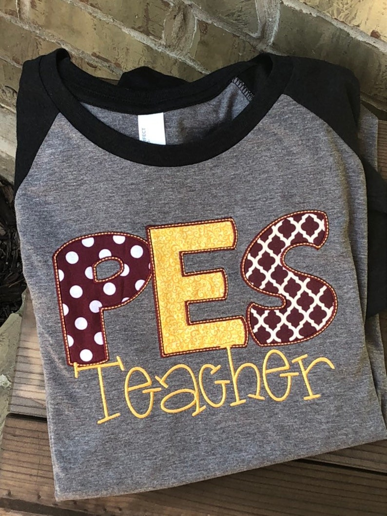 Teacher shirt custom teacher shirt School spirit appliqué | Etsy