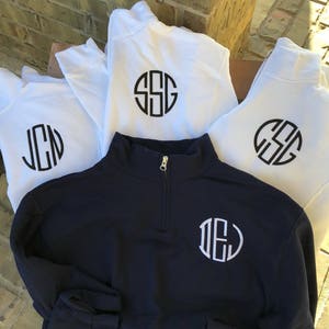Monogram Quarter Zip Sweatshirt, Personalized Sweatshirt, Embroidered ...