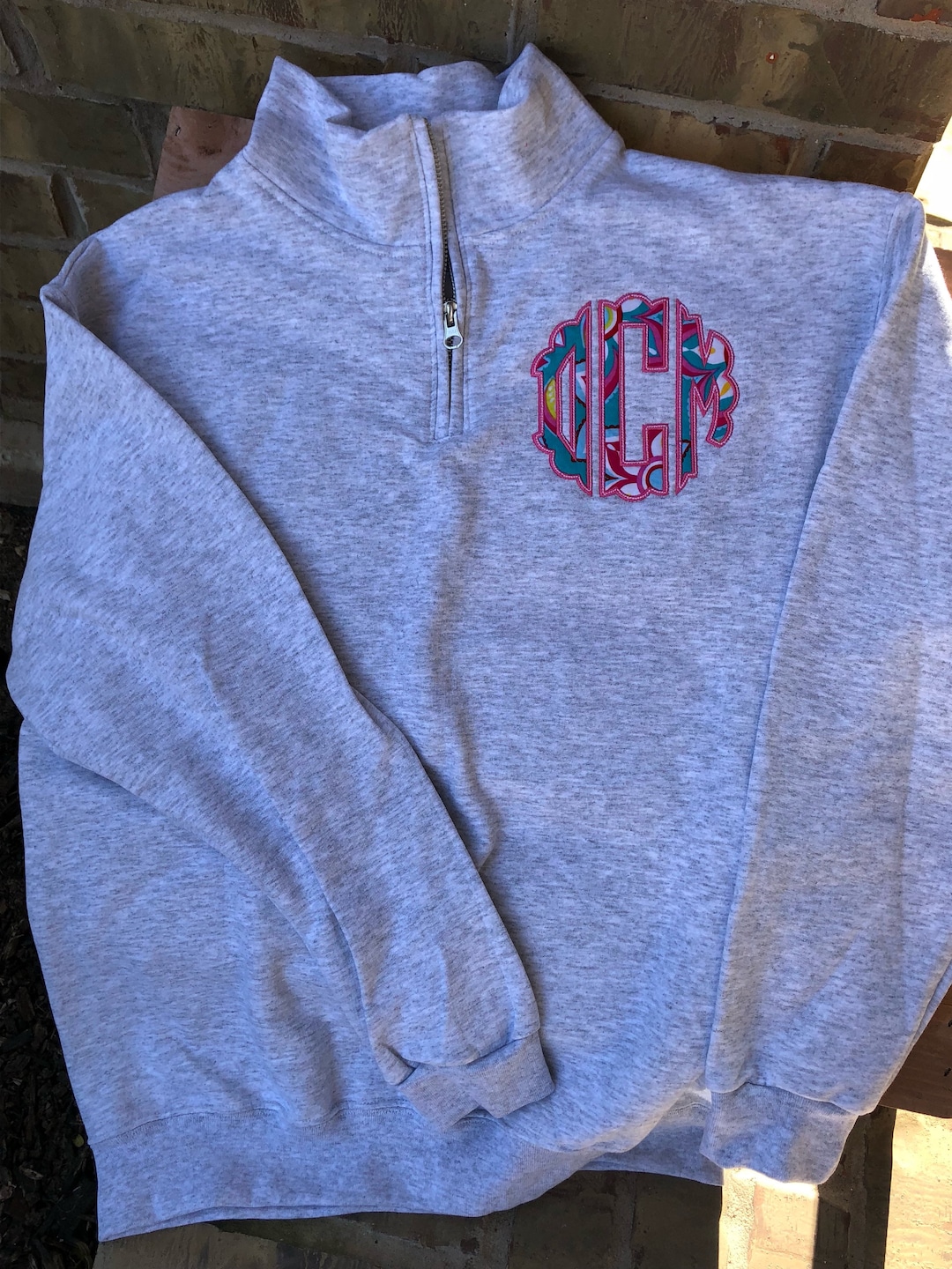 Monogram Quarter Zip Sweatshirt, Personalized Sweatshirt, Embroidered ...