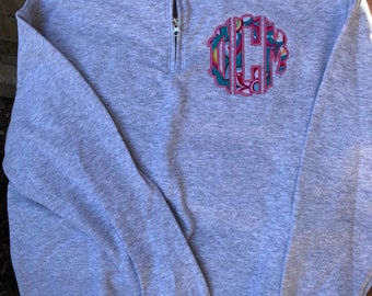 Monogram Quarter Zip Sweatshirt, Personalized Sweatshirt, Embroidered ...