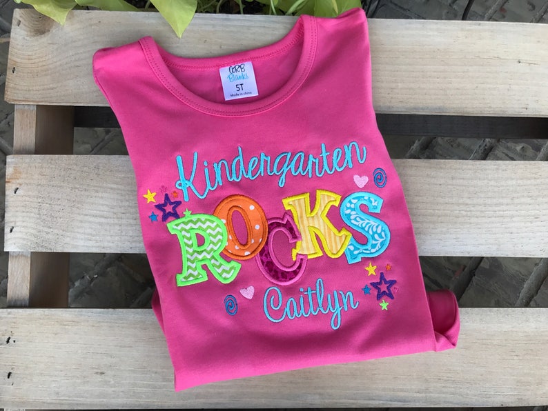 CHILD Kindergarten Rocks Personalized Shirt Kindergarten - Etsy