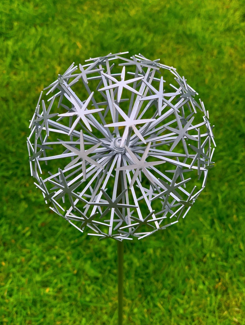 Silver Allium Stem – Stainless Steel Flower Sculpture, Garden Art ...