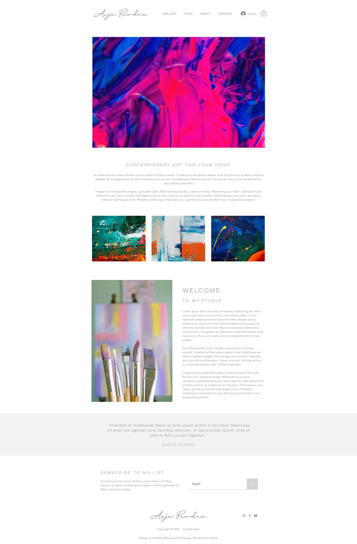Wix Website Template Design for Artists and Photographers | Etsy