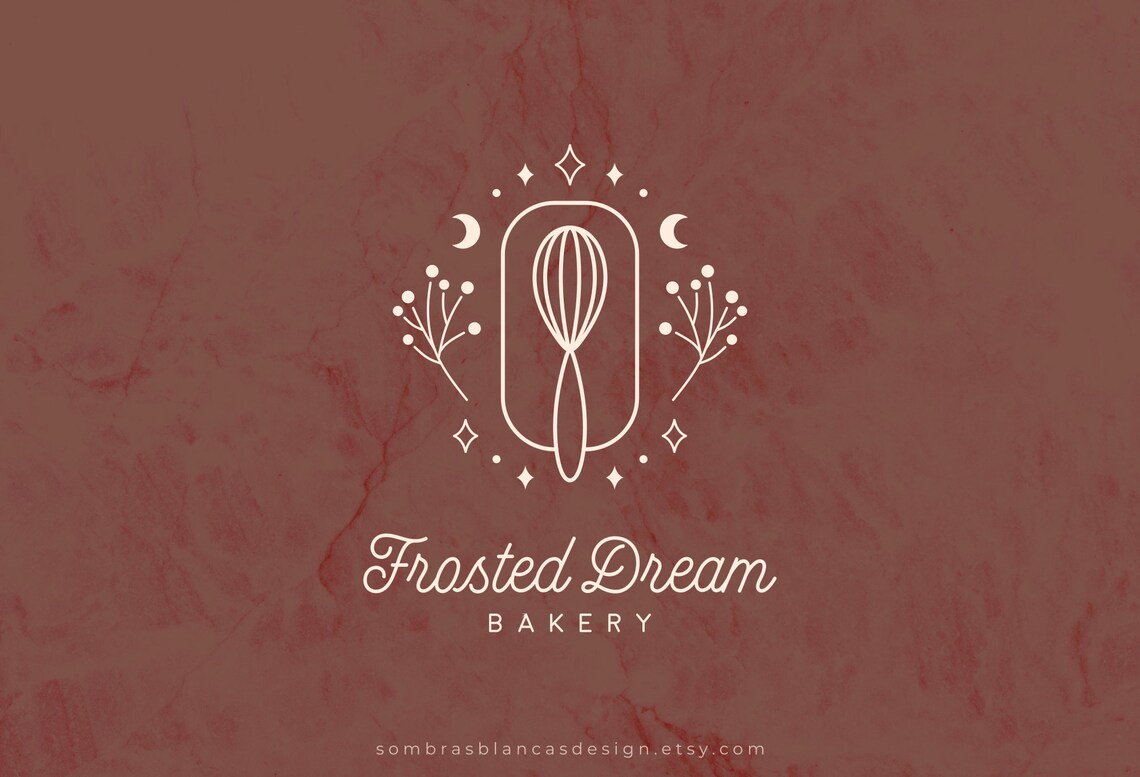 Premade Logo Design for Bakery, Hand Whisker Premade Logo Design ...