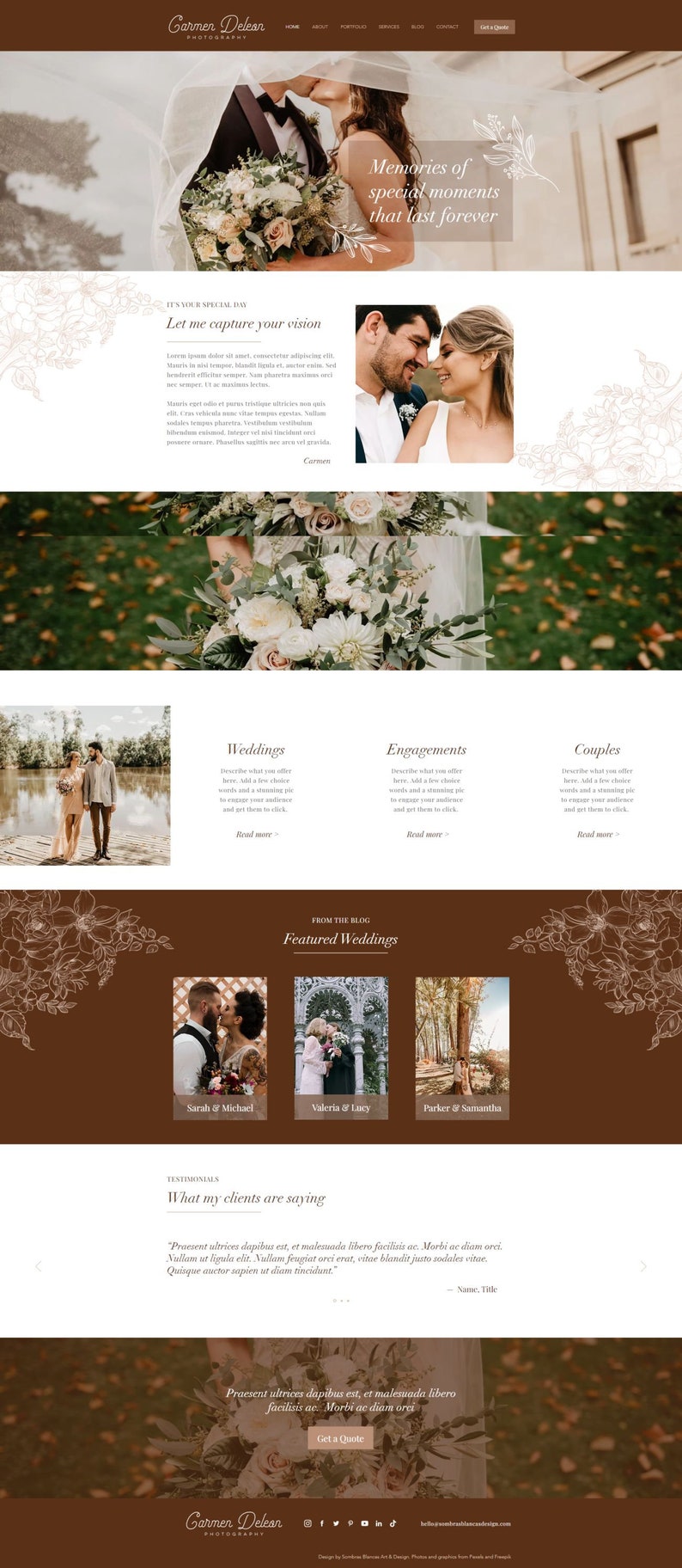 Wix Website Template Design for Wedding Photographers | Carmen | Modern ...