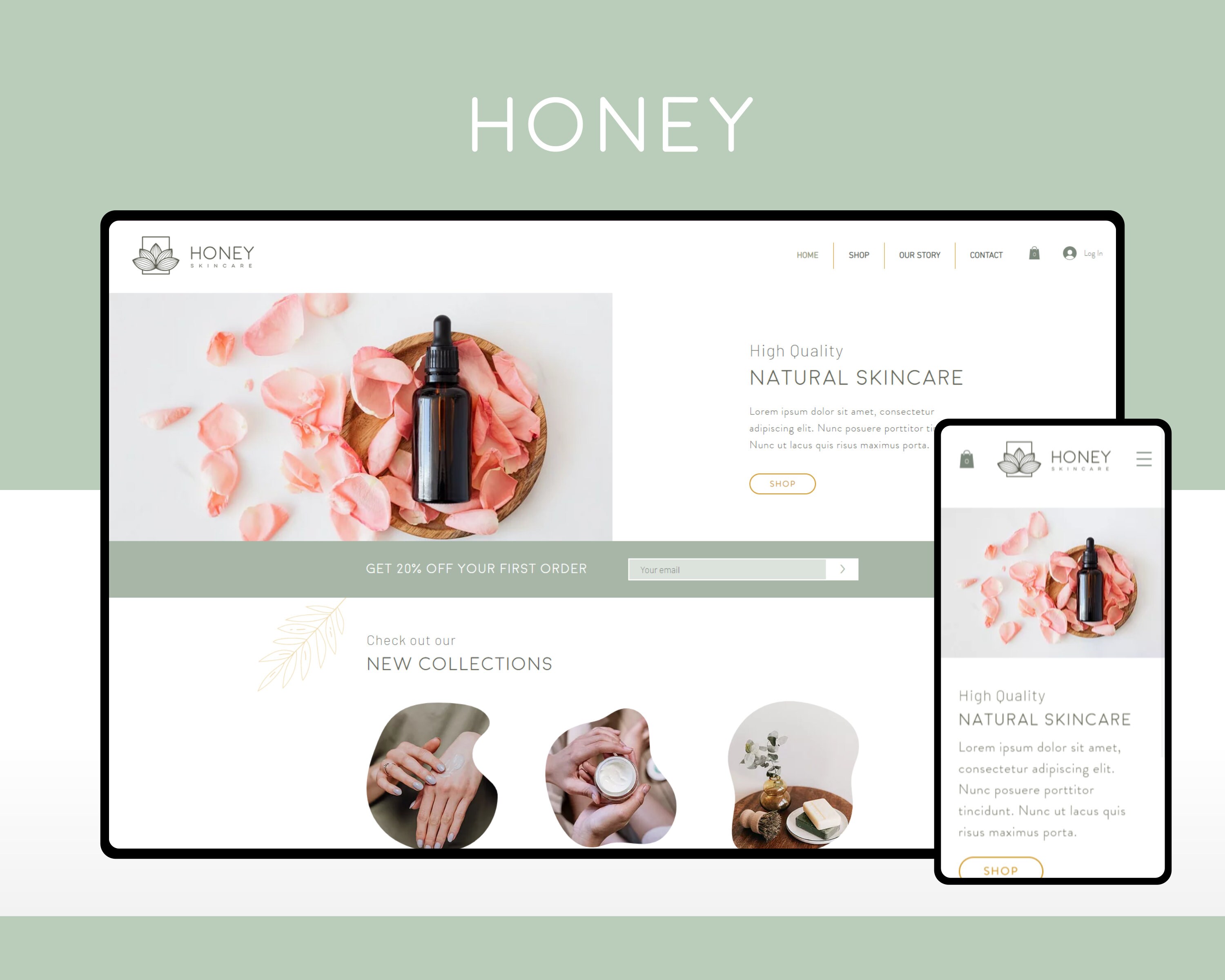 Wix Website Template Design For Skincare Shops Honey 