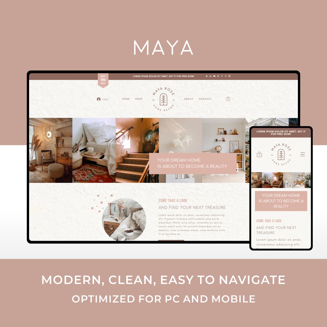 Wix Website Template Design for Home Decor Shops | Maya | Modern and ...