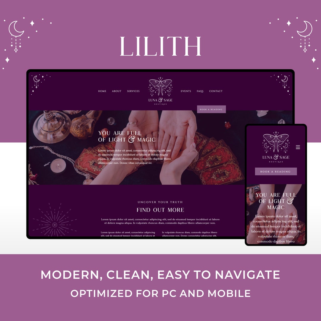 Wix Website Template Design for Tarot Readers, Witches and Psychics ...