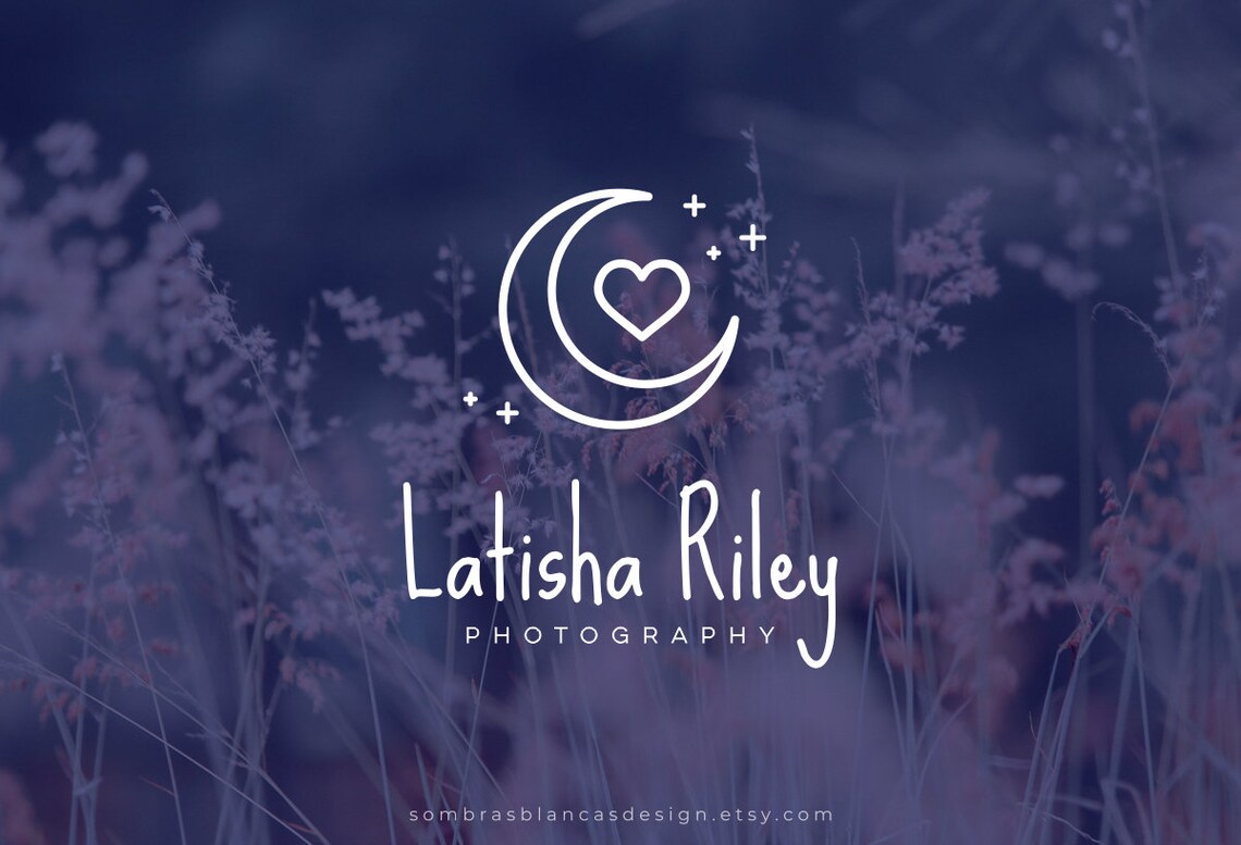 Moon and Heart Premade Logo Design Vector Files Illustrated - Etsy