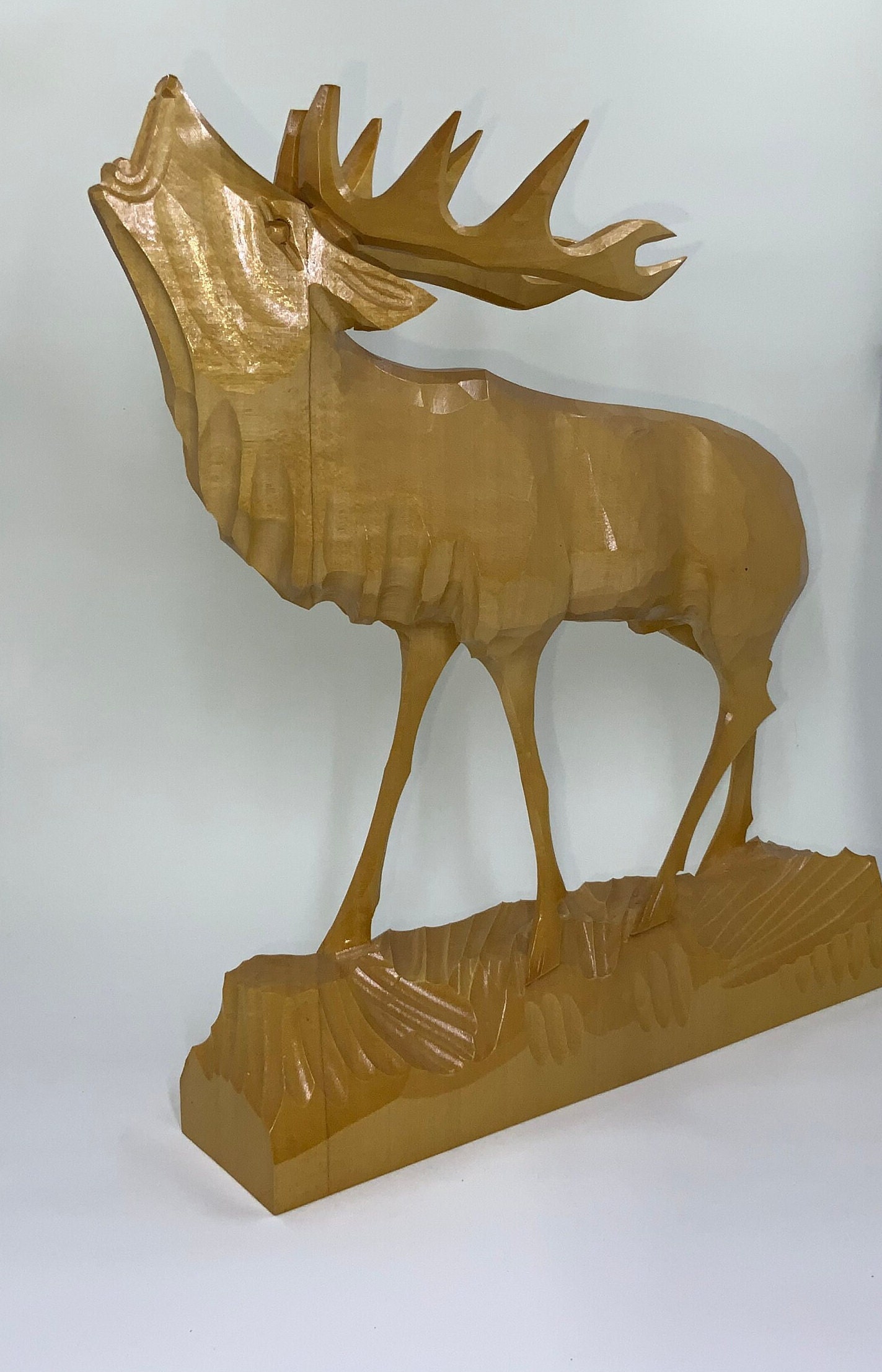 Vintage Erzgebirge Hand Carved Wood Elk DEER Sculpture - Etsy