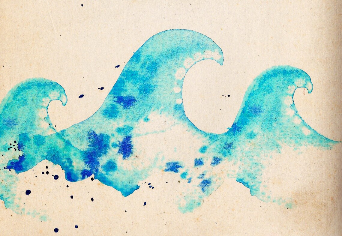 Take Me to the Ocean - Ink, Watercolour & Collage Illustration Print on ...
