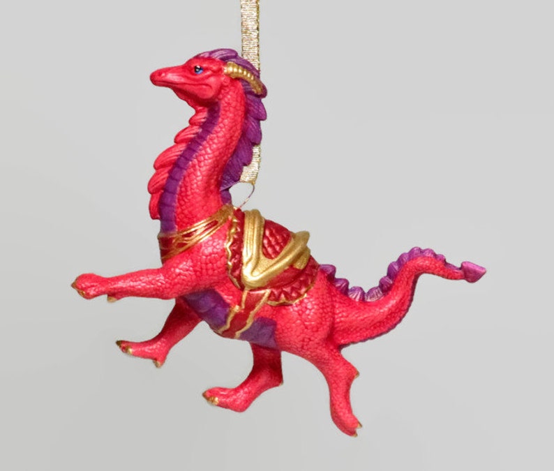 Rosy Red Wingless Dragon Ornament | Etsy