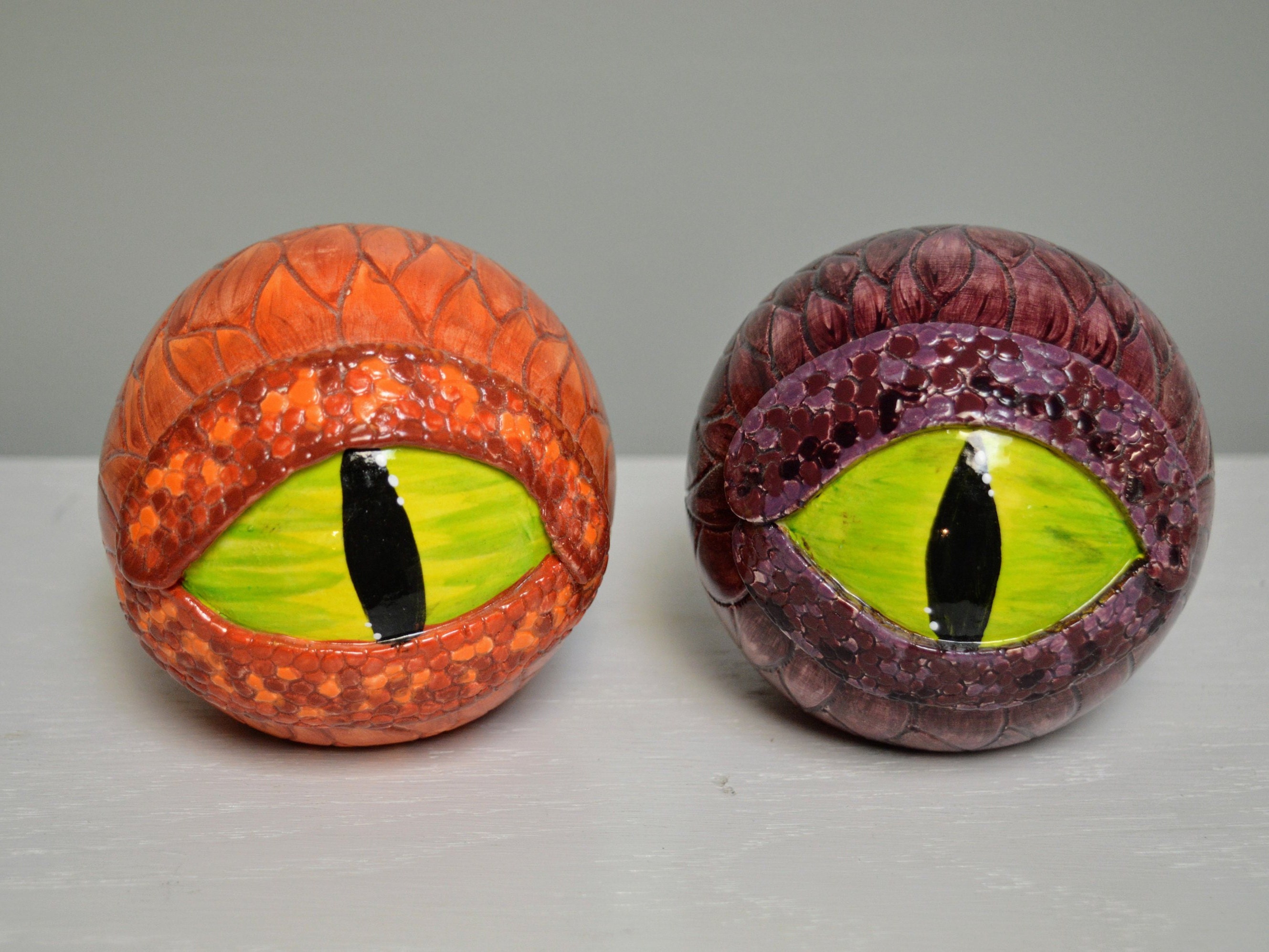 Orange Ceramic Dragon Eye Paperweight — GrapeVine Ceramics