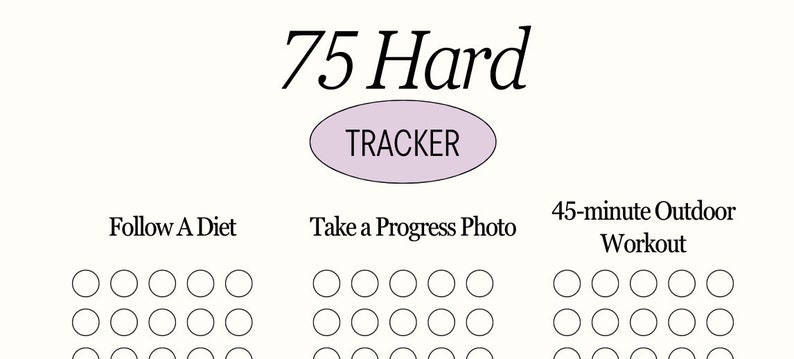 2024 75 Hard Aesthetic Fill in the Bubble Tracker - Etsy