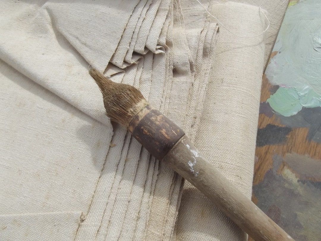 Antique French Linen Canvas Artist Hand Woven Fabric for Painting 19th ...