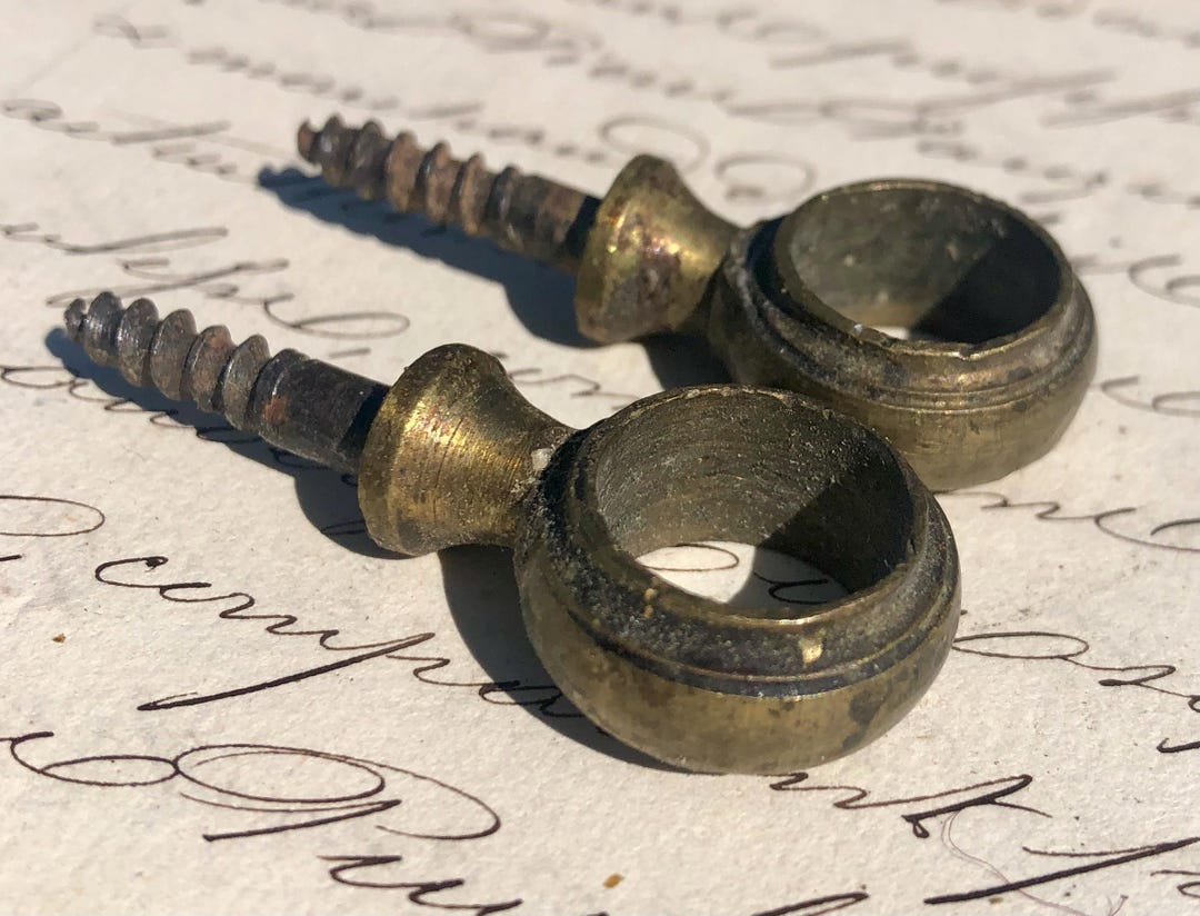 Pair Antique Brass Attachment Loops Support Rings for Poles Rods - Etsy