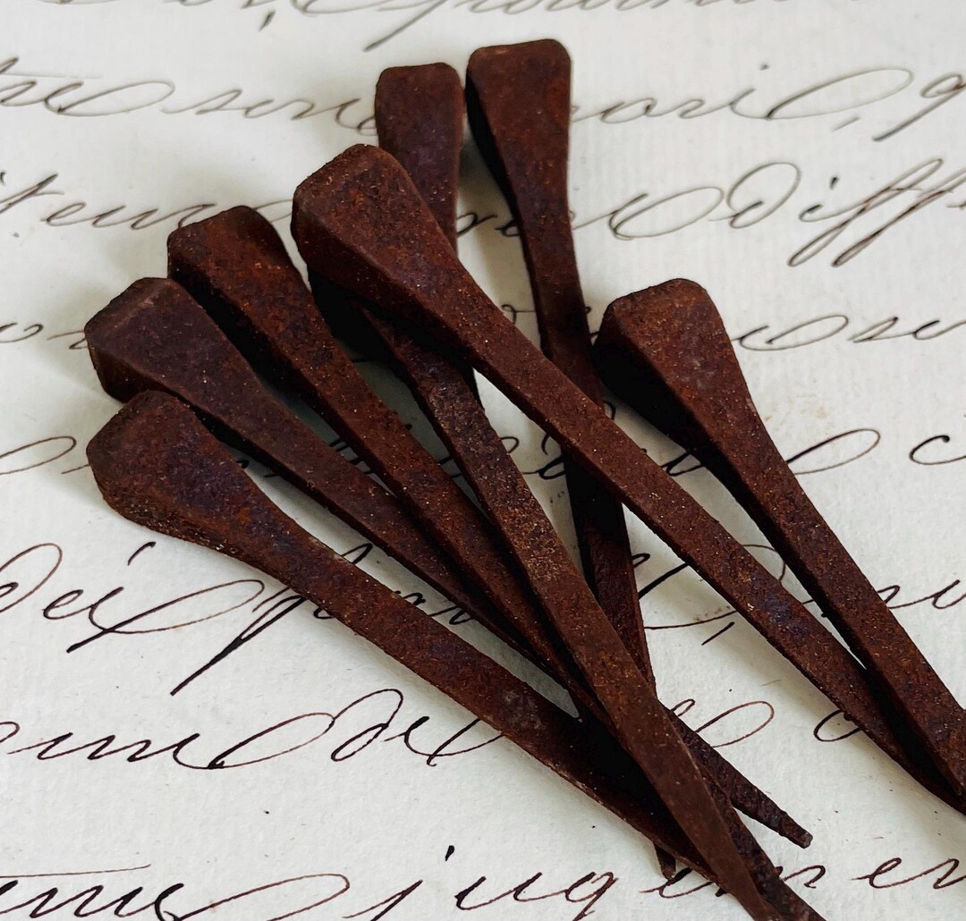 Lot Antique French Nails Hand Forged Spikes Building Blacksmith Tools ...