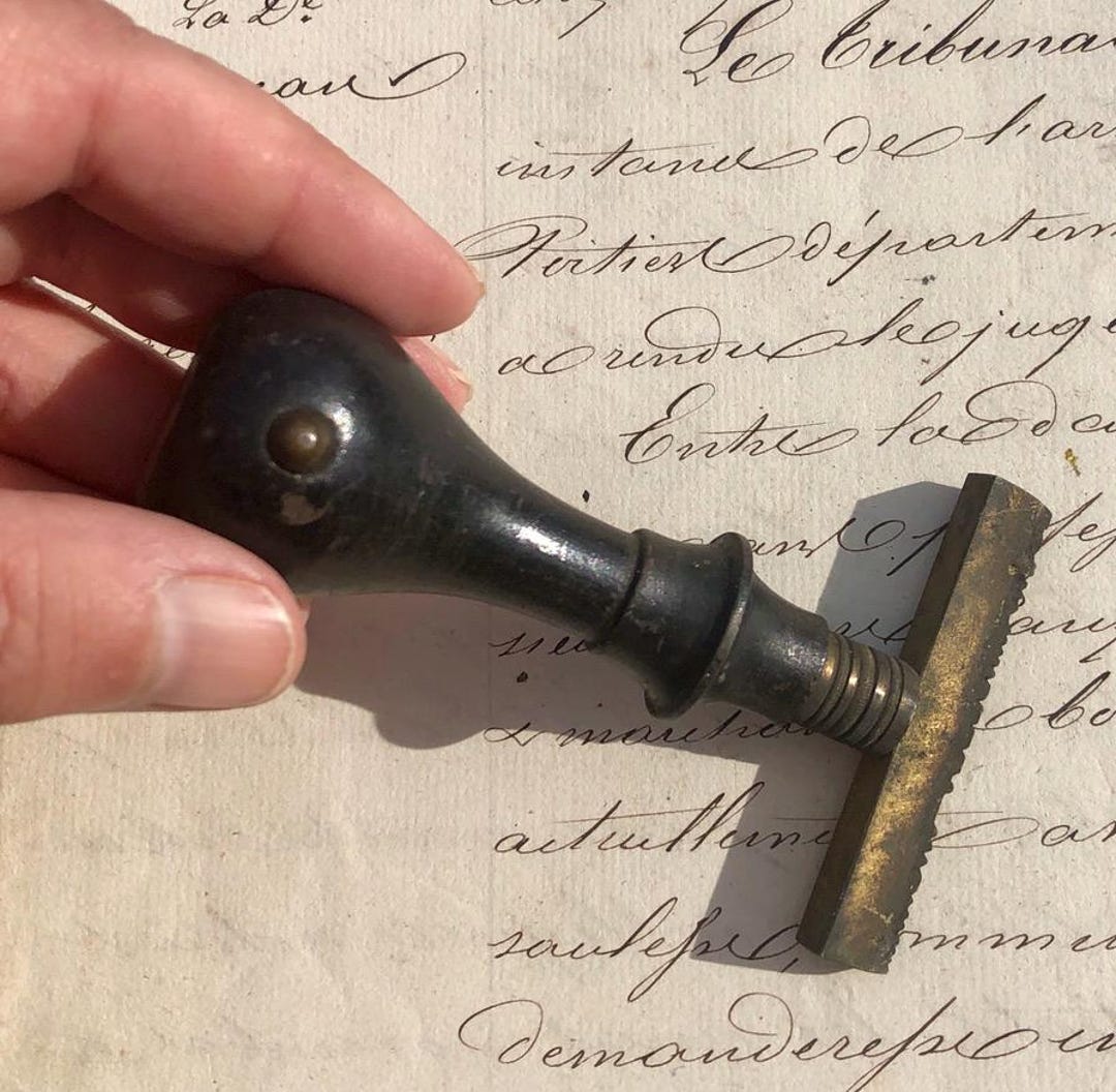 Antique French Brass Notaires Notary Document Stamp Printing Postal ...