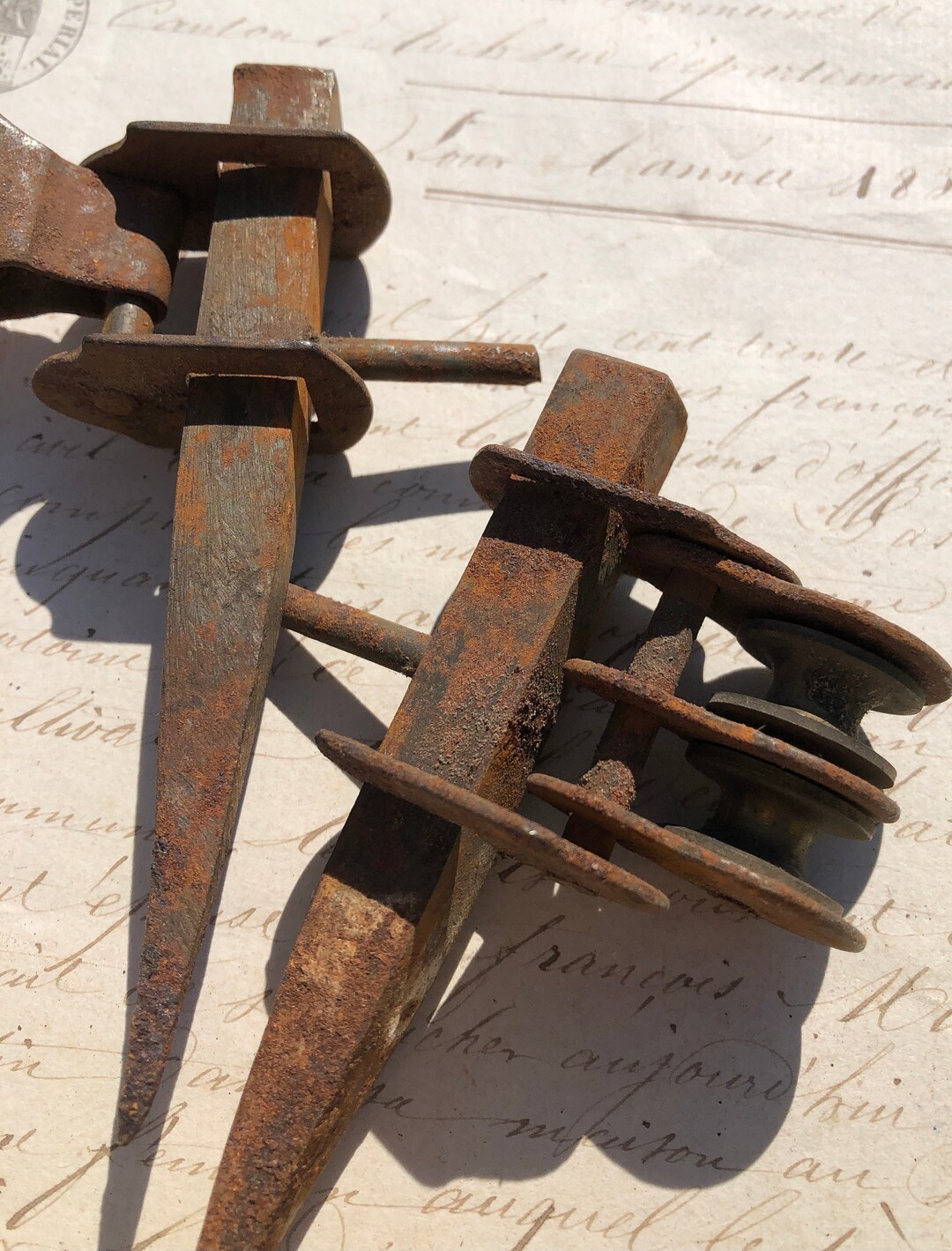 Antique French Pulley Wheels Brass Wheel and Iron Casing With Spikes - Etsy