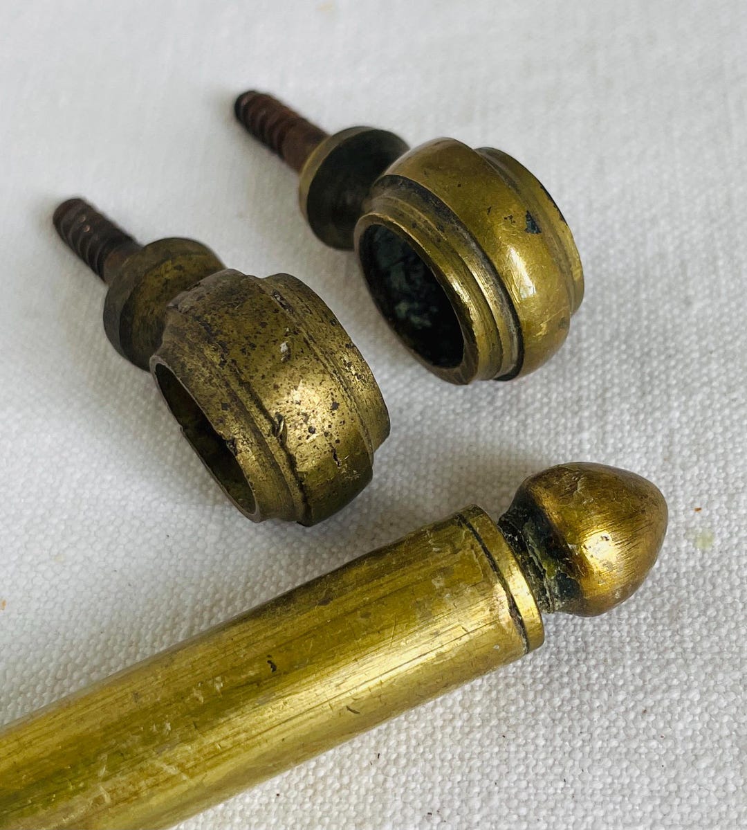 Antique French Brass Rod Curtain Pole Kitchen Pots Hanger, Brass Bar ...