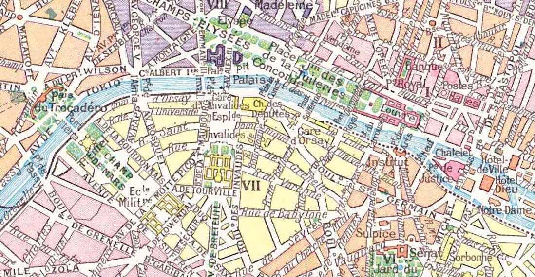 Vintage French 1920s Map of PARIS Colour Book Print - Etsy
