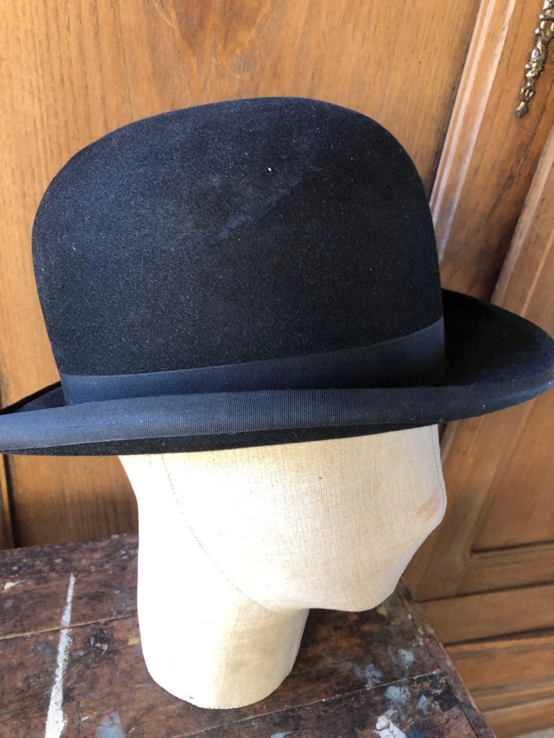 Antique French Black Bowler Hat Derby Chapeau - Etsy