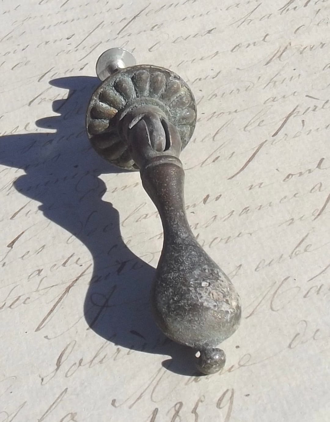 Small Antique French Brass Draw Handle 1800s Pivoted Pull - Etsy