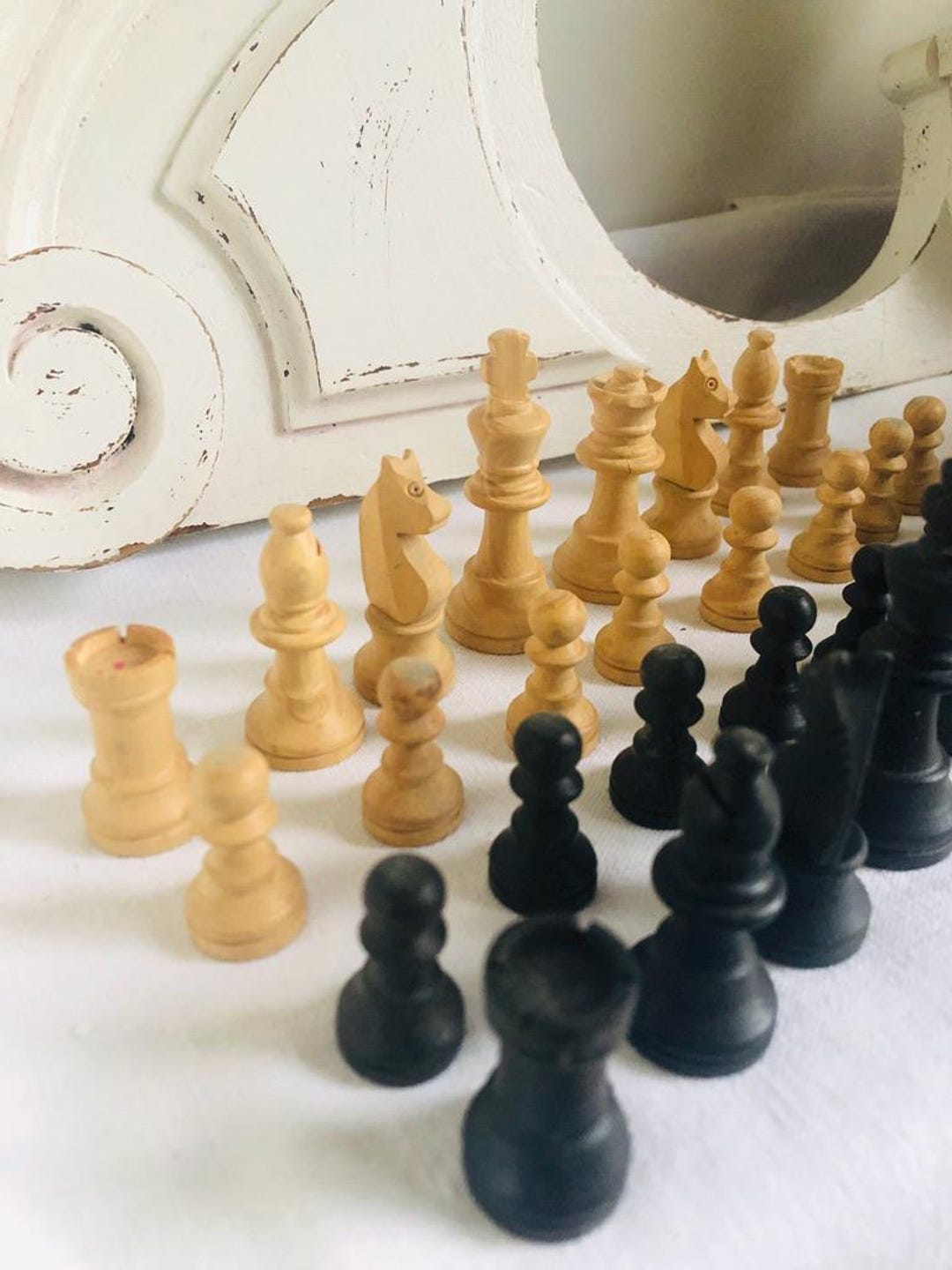 Vintage French Chess Set in Wooden Box - Etsy