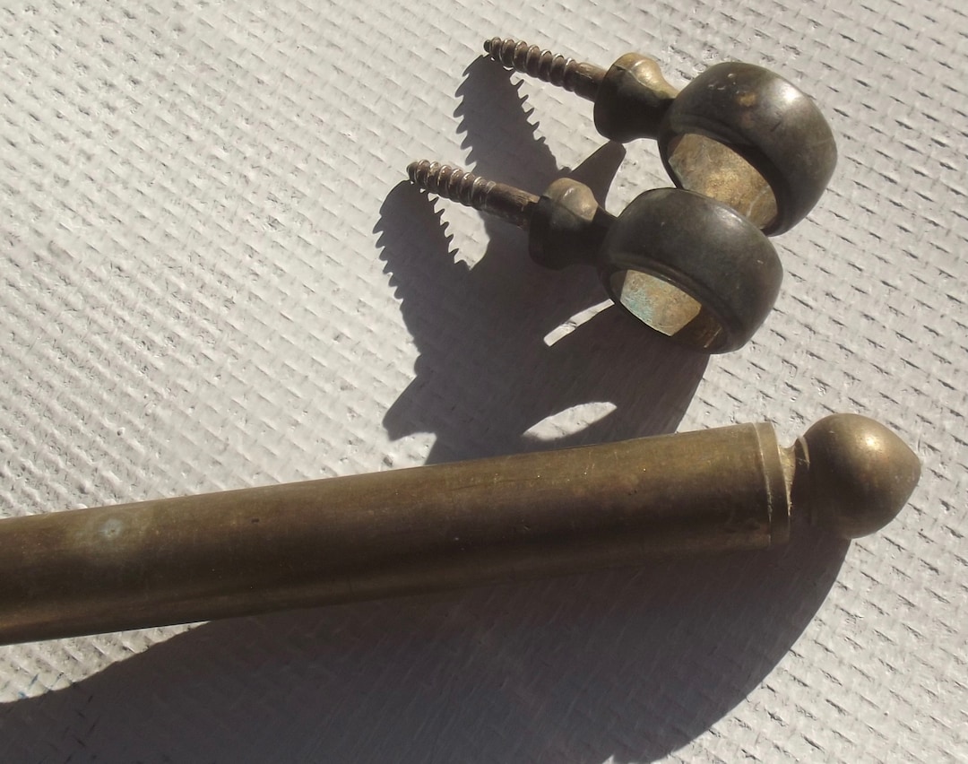 Antique French Brass Rod Cafe Curtain Pole Kitchen Pots Hanger, Brass ...