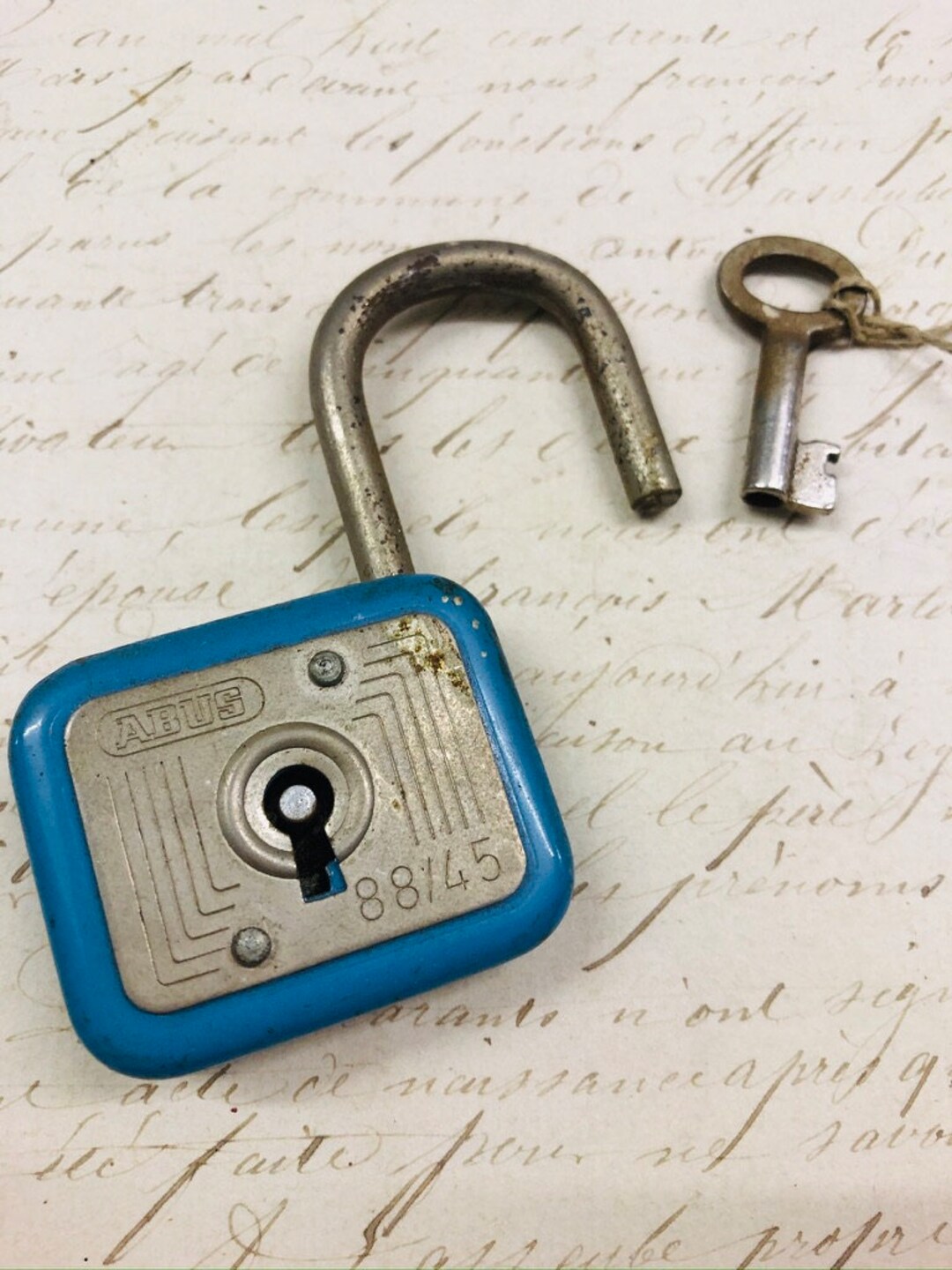 Vintage Padlock BLUE German Metal Lock and Key Working Order - Etsy
