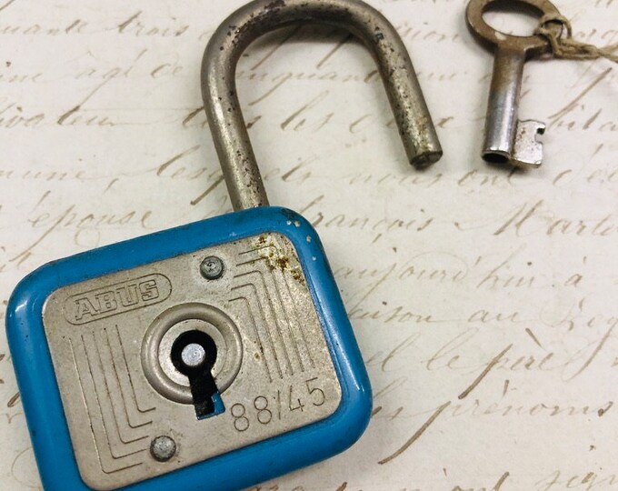 Vintage Padlock BLUE German Metal Lock and Key Working Order - Etsy