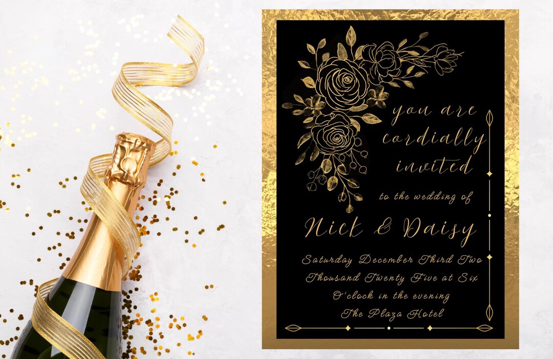 Glitzy Wedding Invitation & RSVP - Digital - Etsy