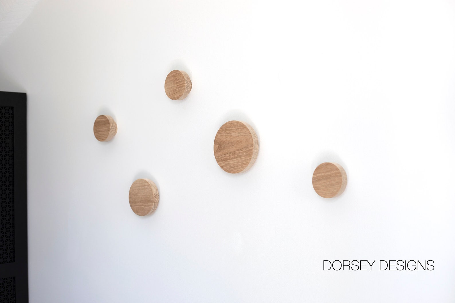 Set of Five Oak Round Hooks Unfinished | Etsy