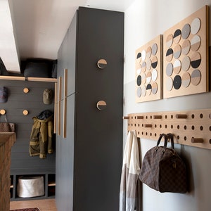 Modern Wall Rack Pegboard Solid Oak and Walnut Wood Coat Rack Wall ...