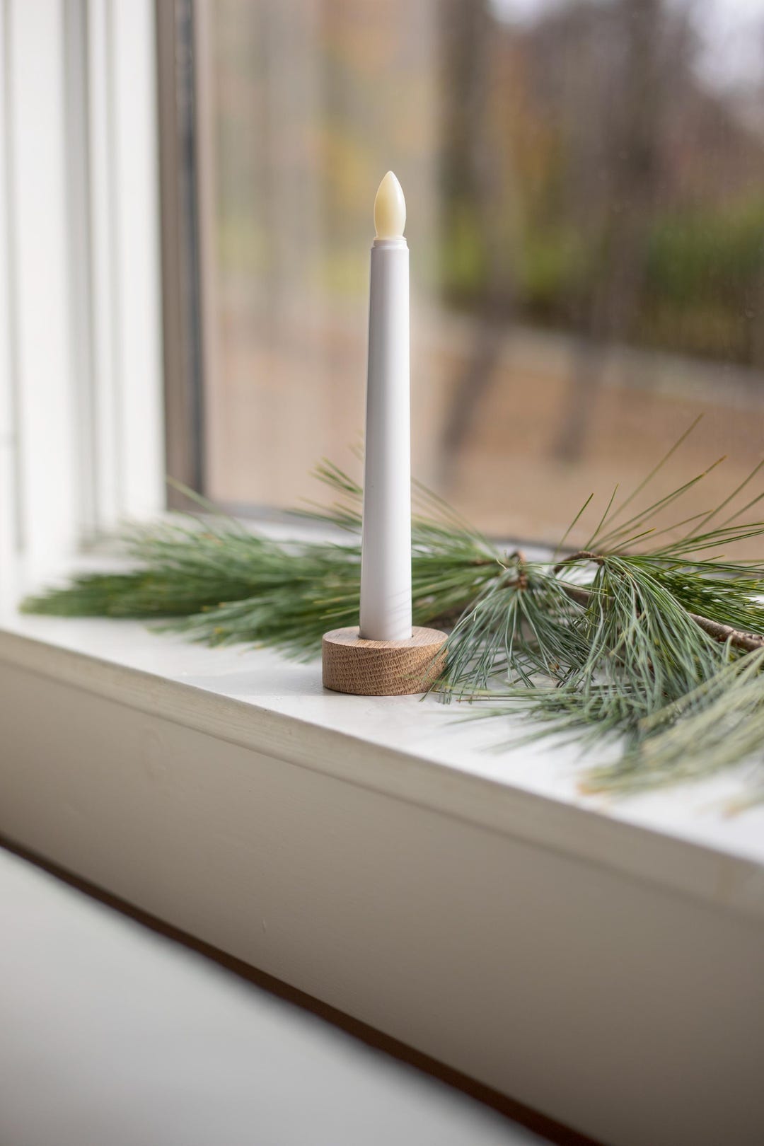 Modern Minimal Oak Wood Christmas Window Candlestick Holder - Etsy