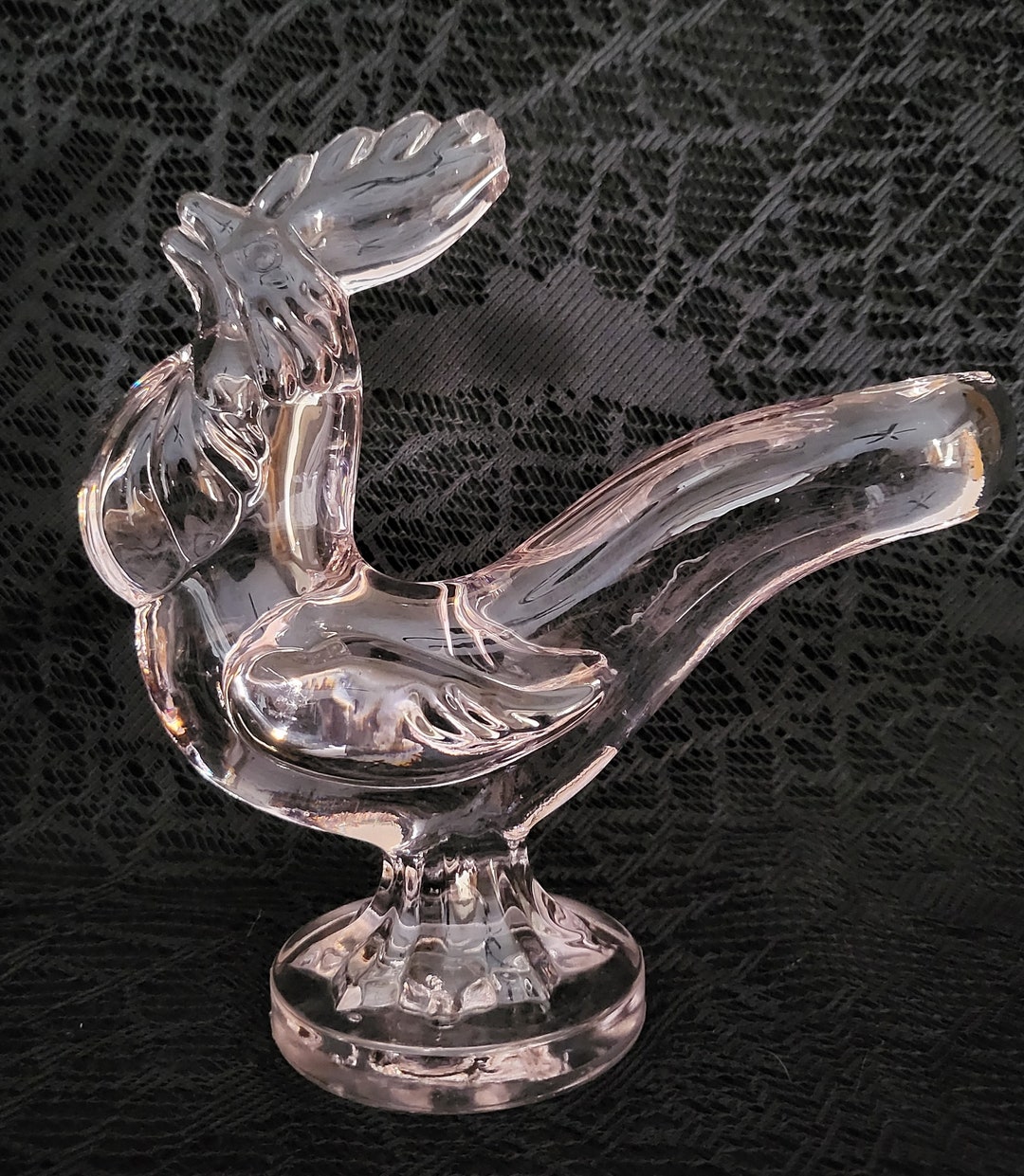 Vintage Glass Rooster Martinsville/viking Glass Bent Tail Farm Decor - Etsy